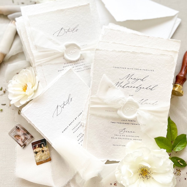 Deckled Edge Wedding Invitation - Etsy