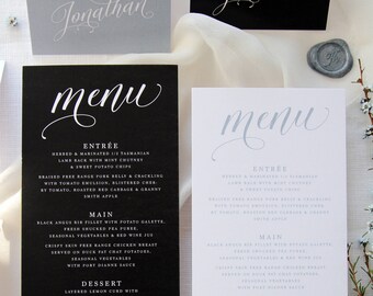 Elegant Script Wedding Menus Hand Drawn Greenery and Chic | Etsy