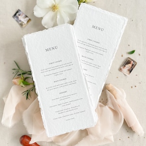 Severine Handmade Paper Wedding Menus, Deckled Edge Paper Menus, Day ...