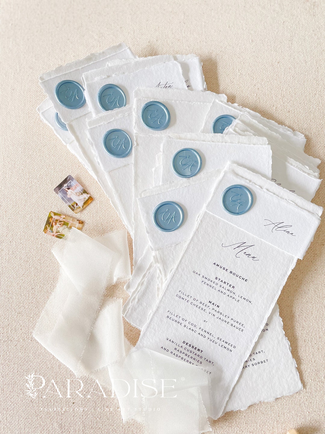 Lilia Handmade Paper Wedding Menus, Menu Template, Printable Menus ...