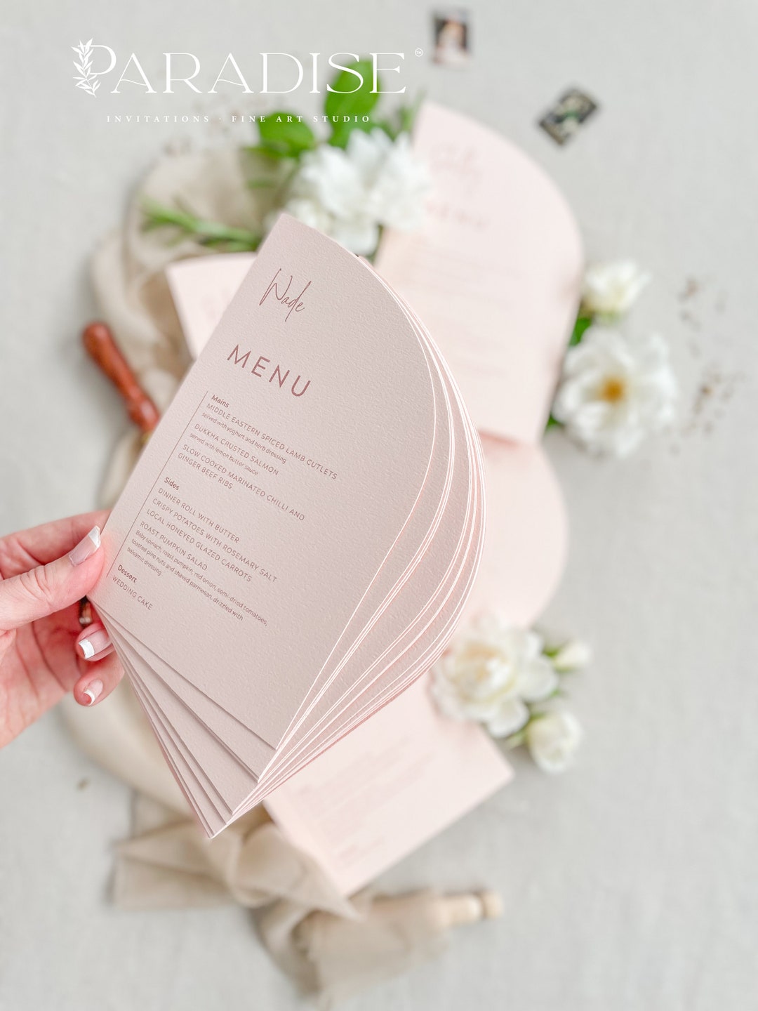 Diedre Half Arch Wedding Menus, Printed Wedding Menus, Half Arch Menus ...