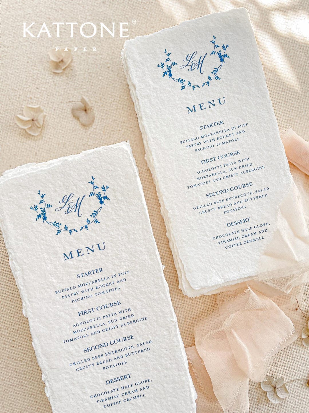 Handmade Paper Menus | All Occasion Menus | Calligraphy Menus | Wedding ...