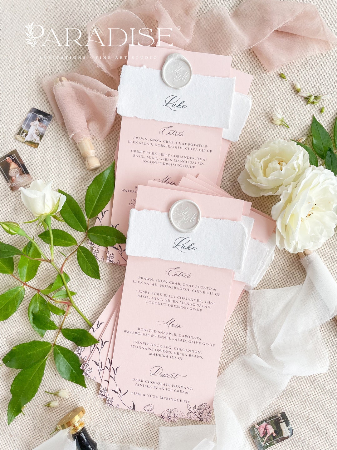 Fauna Handmade Paper Menus, All Occasion Menus, Calligraphy Menus ...