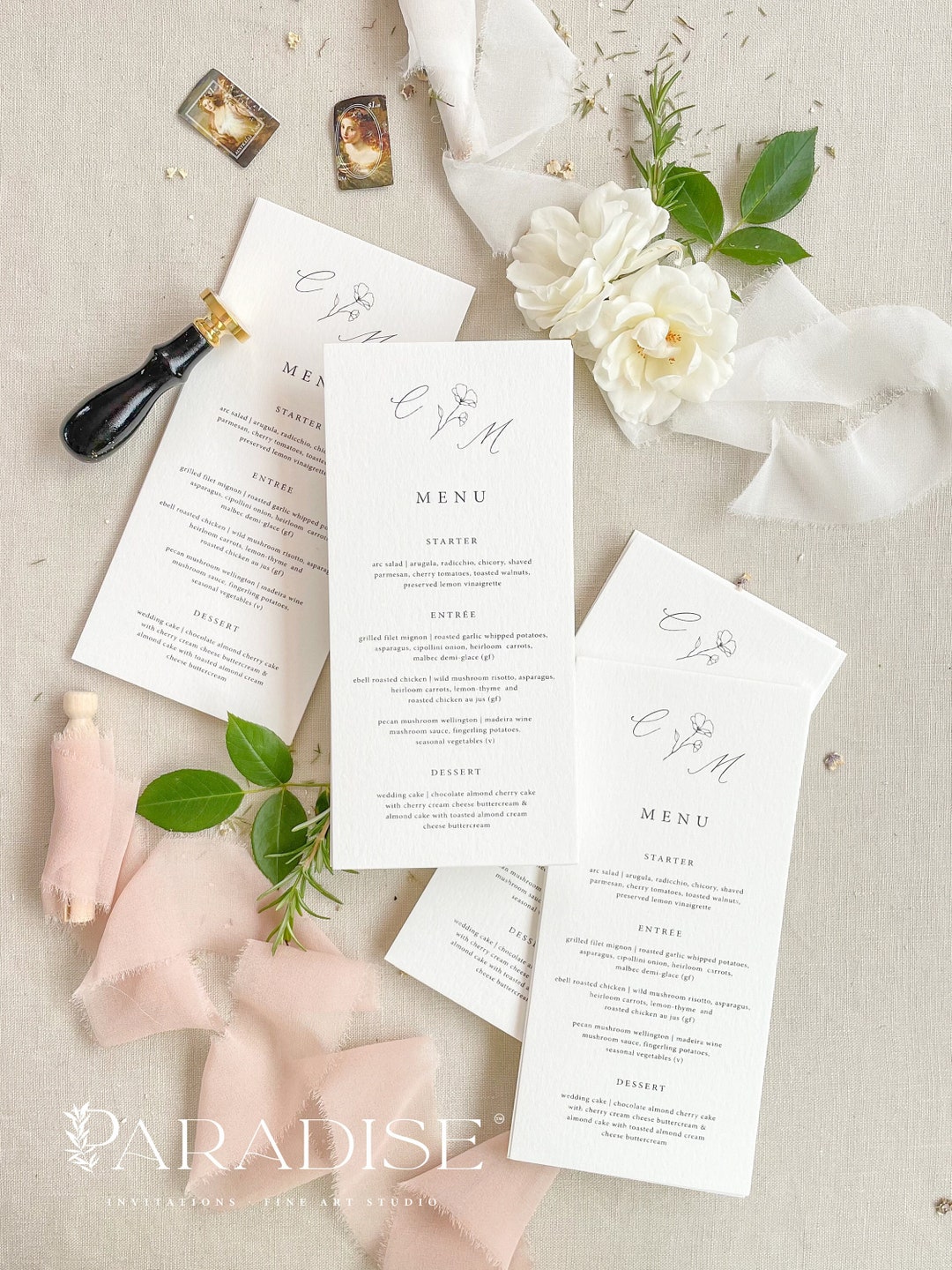 Iolanthe Wedding Menus, Printable Menu or Printed Menus, Menus With ...