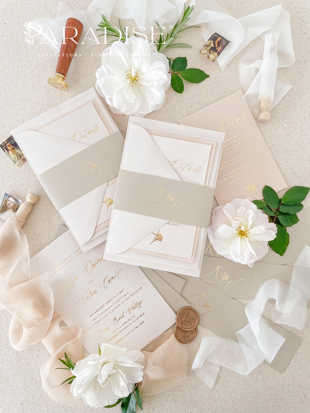 Addison Real Hot Foil Wedding Invitations, Foil Print Invitations ...