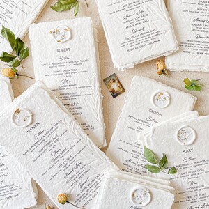 Lacey Handmade Paper Menus, Embossed Menus, Cotton Paper, Printed Menu ...