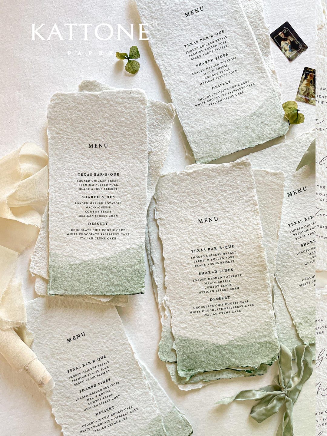 Jordyn Handmade Paper Menus, All Occasion Menus, Calligraphy Menus ...
