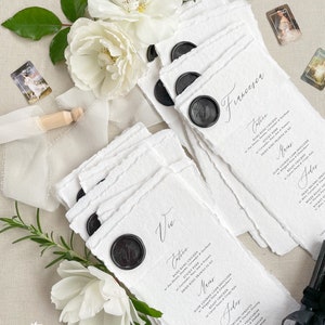 Muriel Handmade Paper Wedding Menus, Deckled Edge Paper Menus, Day ...