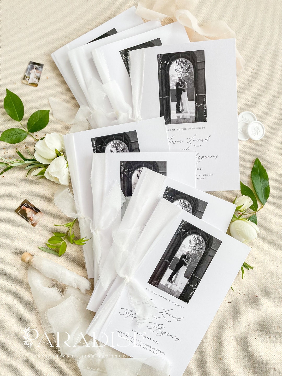 Jordane Black and White Wedding Program, Modern Calligraphy Wedding ...