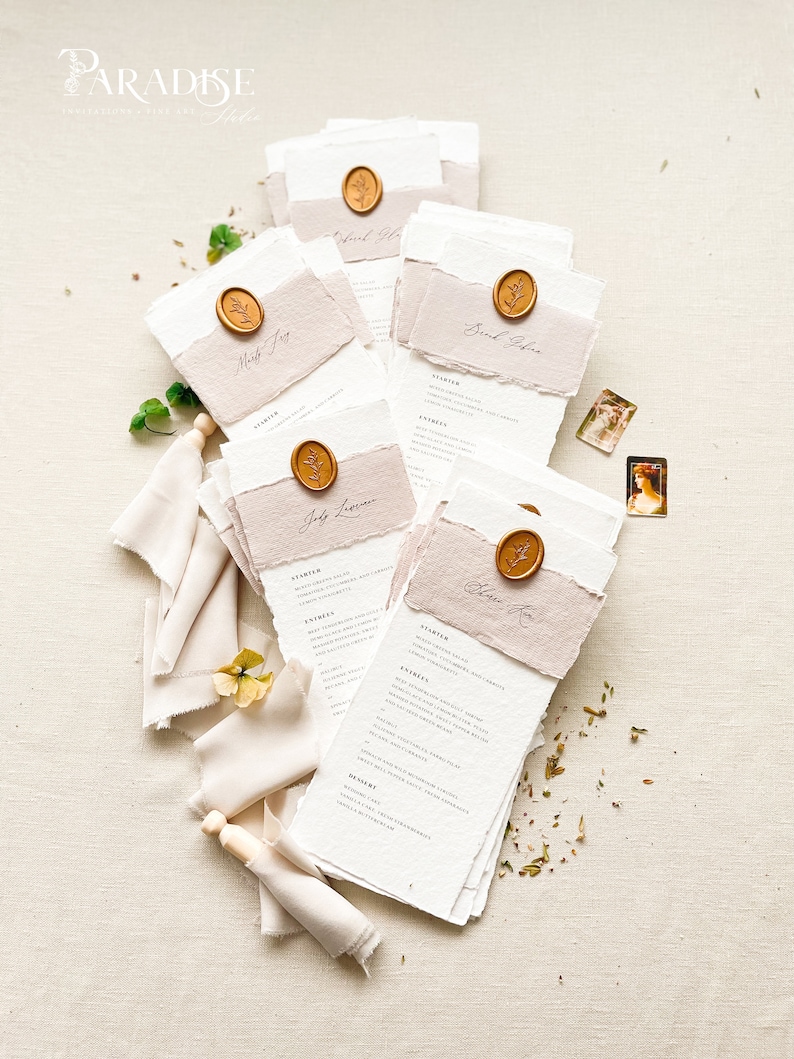 Leday Handmade Paper Menus, Menu Template, Printable Menus, Printed ...