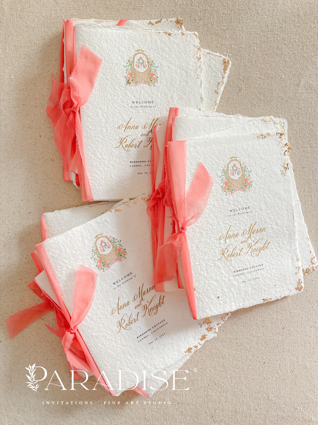 Rosalinda Handmade Paper Wedding Programs, Printed or Printable Wedding ...