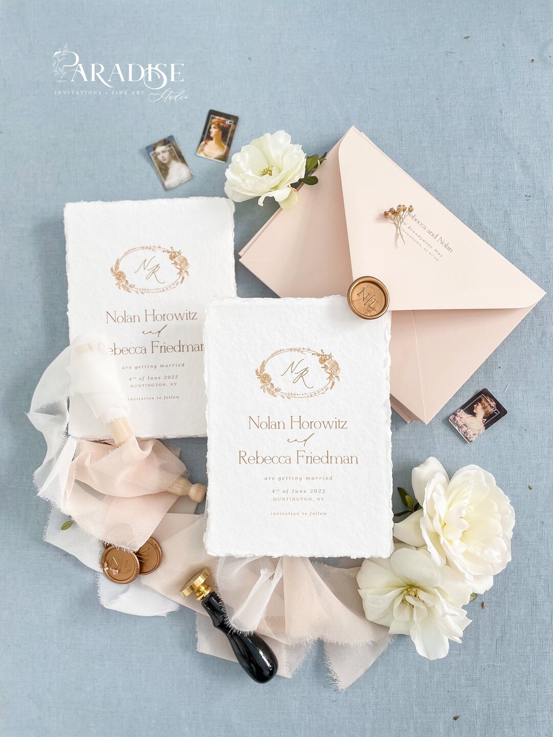 Susanna Handmade Wedding Invitation Suit Deckled Edge Paper - Etsy