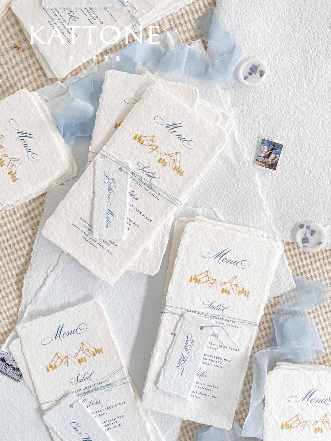 Shaila Handmade Paper Wedding Menus, Deckled Edge Paper Menus, Day ...