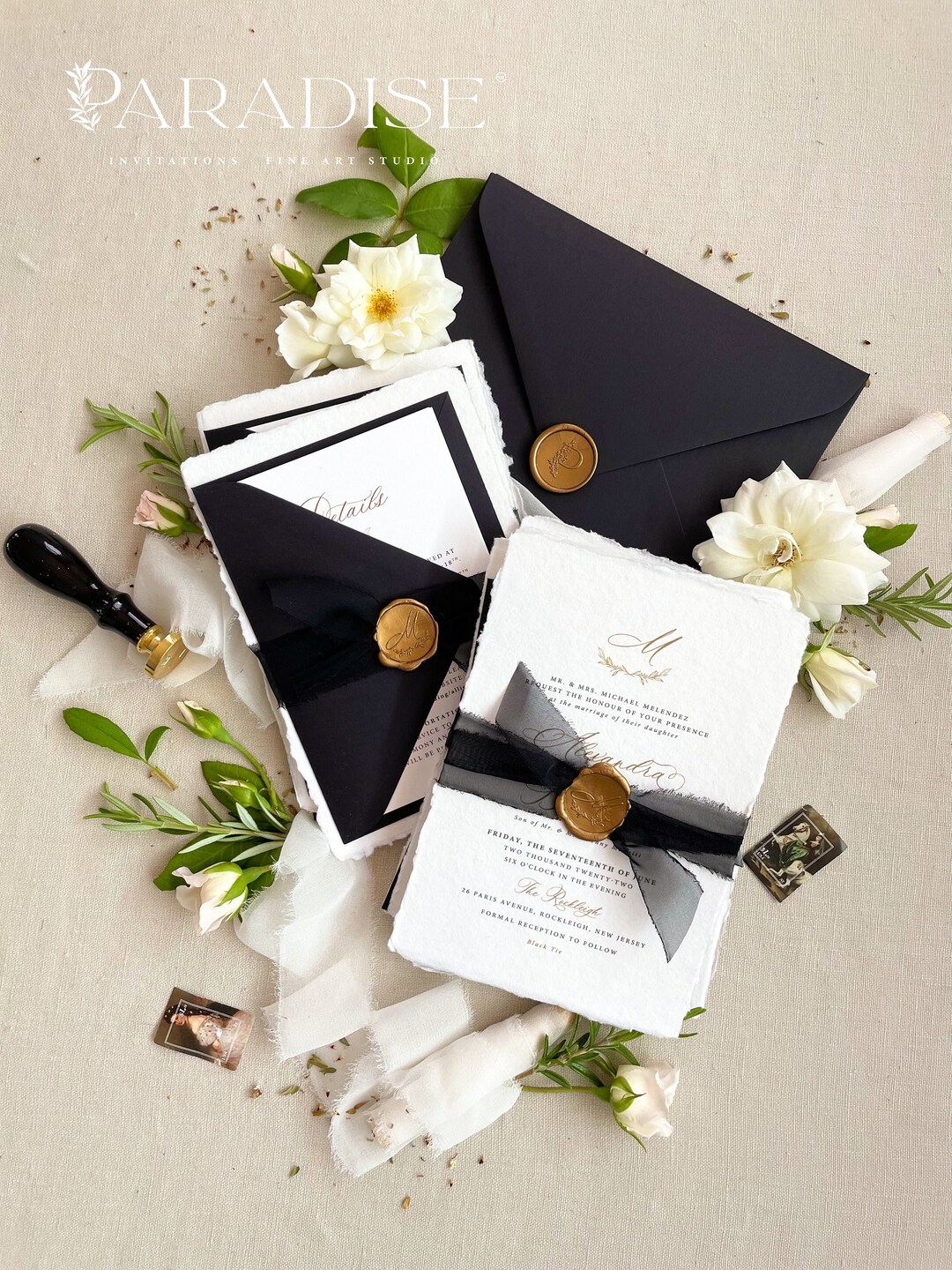 Emilie Handmade Paper Wedding Invitation Suit Custom Wedding - Etsy