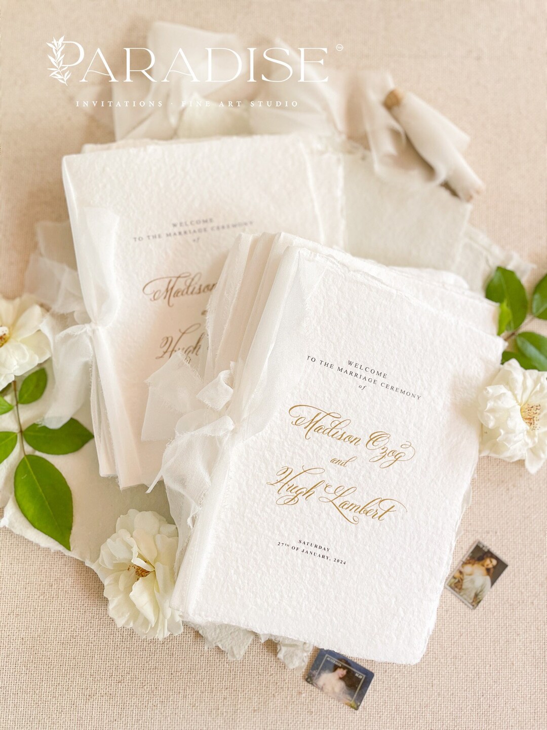 Evie Handmade Paper Wedding Programs, Printed or Printable Wedding ...
