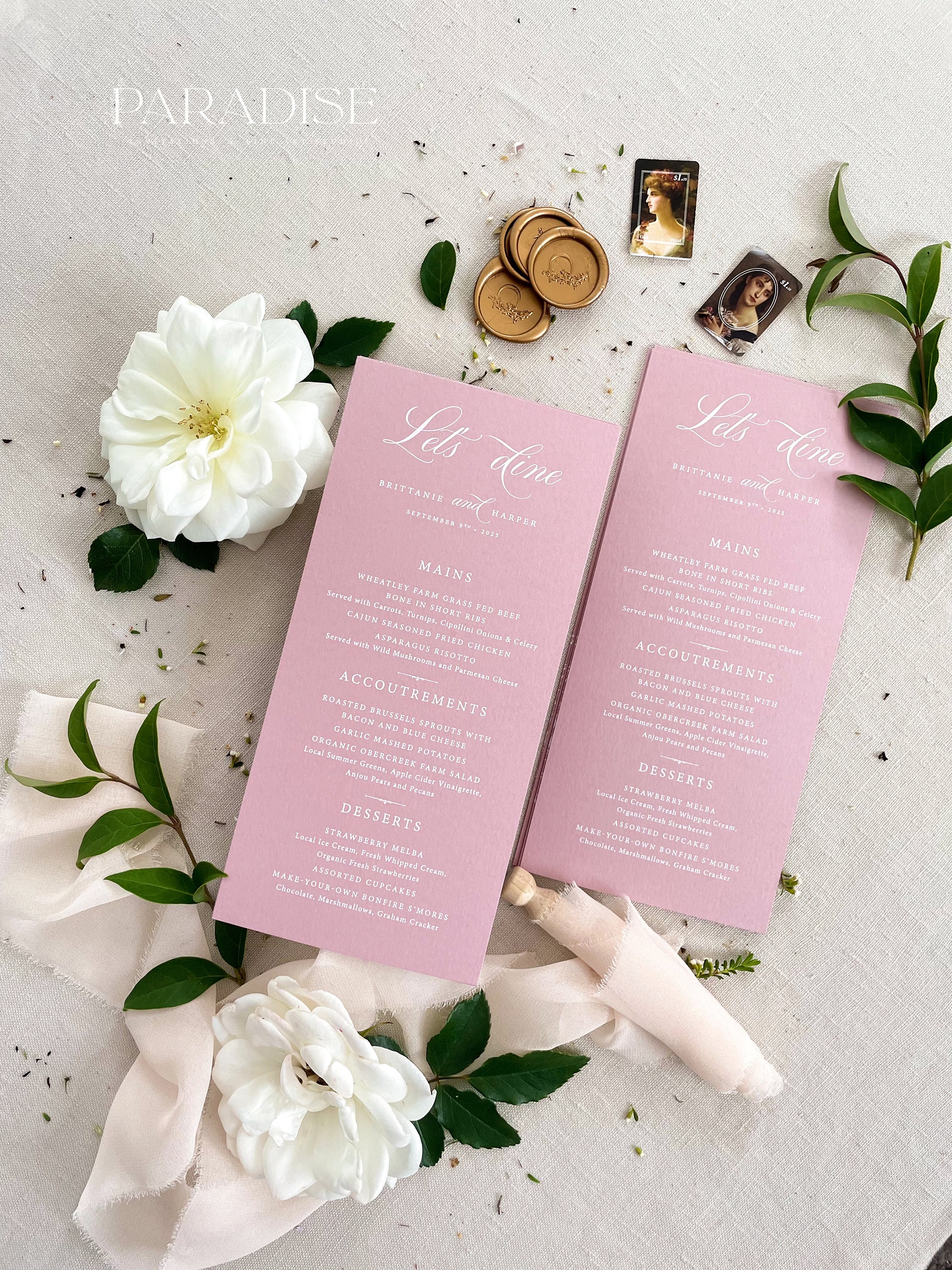 Wedding Menus Carmine Wild Rose Menus DEPOSIT Menu Template Floral ...