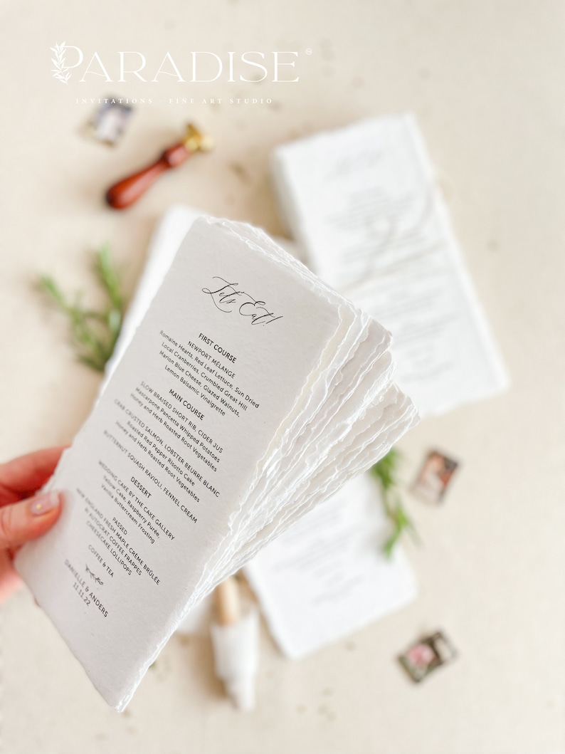 Katriane Handmade Paper Wedding Menus Menu Template - Etsy