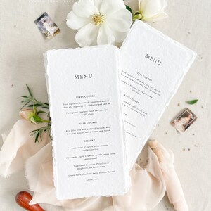 Severine Handmade Paper Wedding Menus, Deckled Edge Paper Menus, Day ...