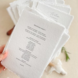 Devonne Wedding Program, Handmade Paper Wedding Programs, Deckled Edge ...