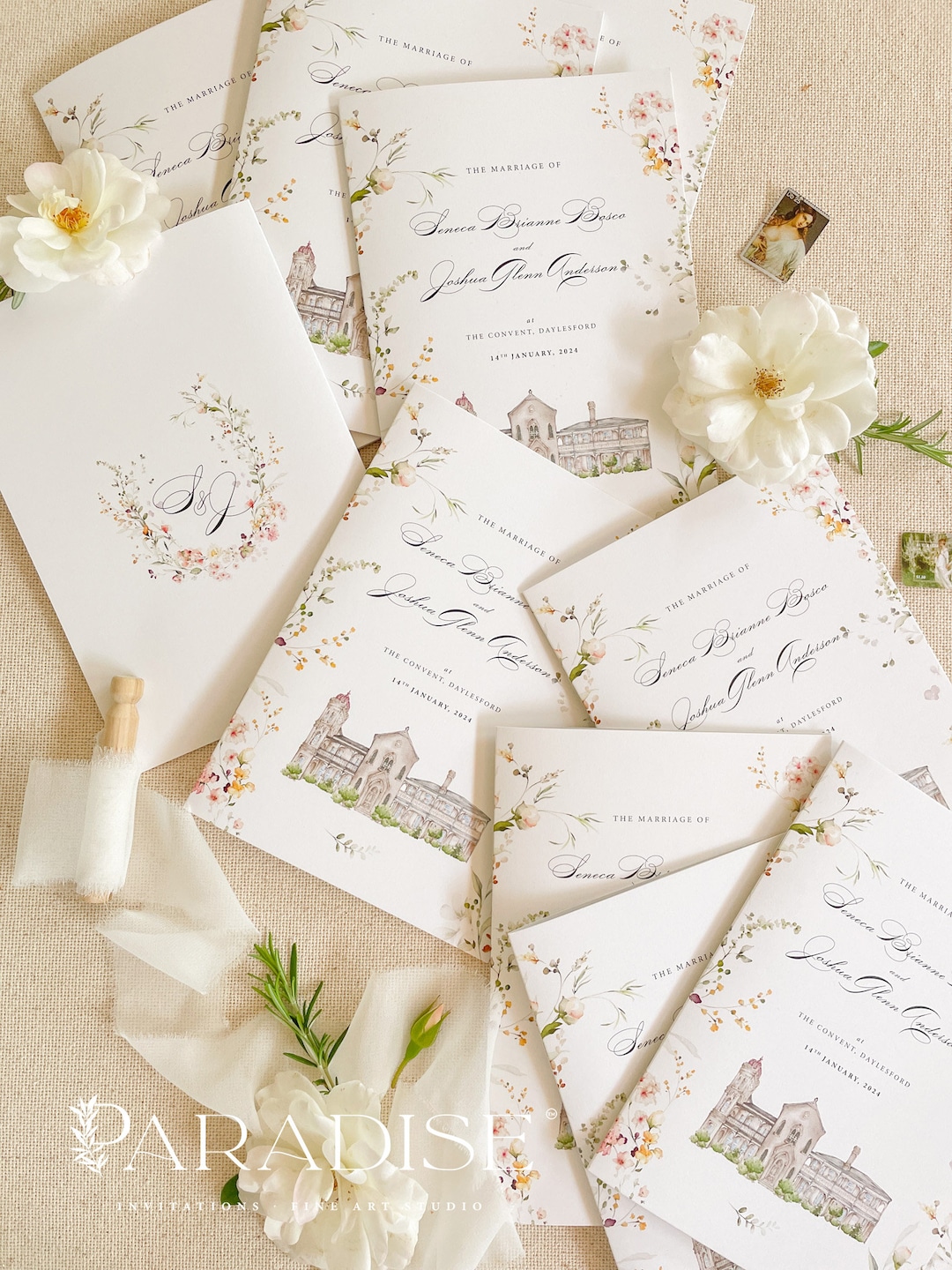 Heaven Wedding Programs, Silk Ribbons, Printed Wedding Programs ...