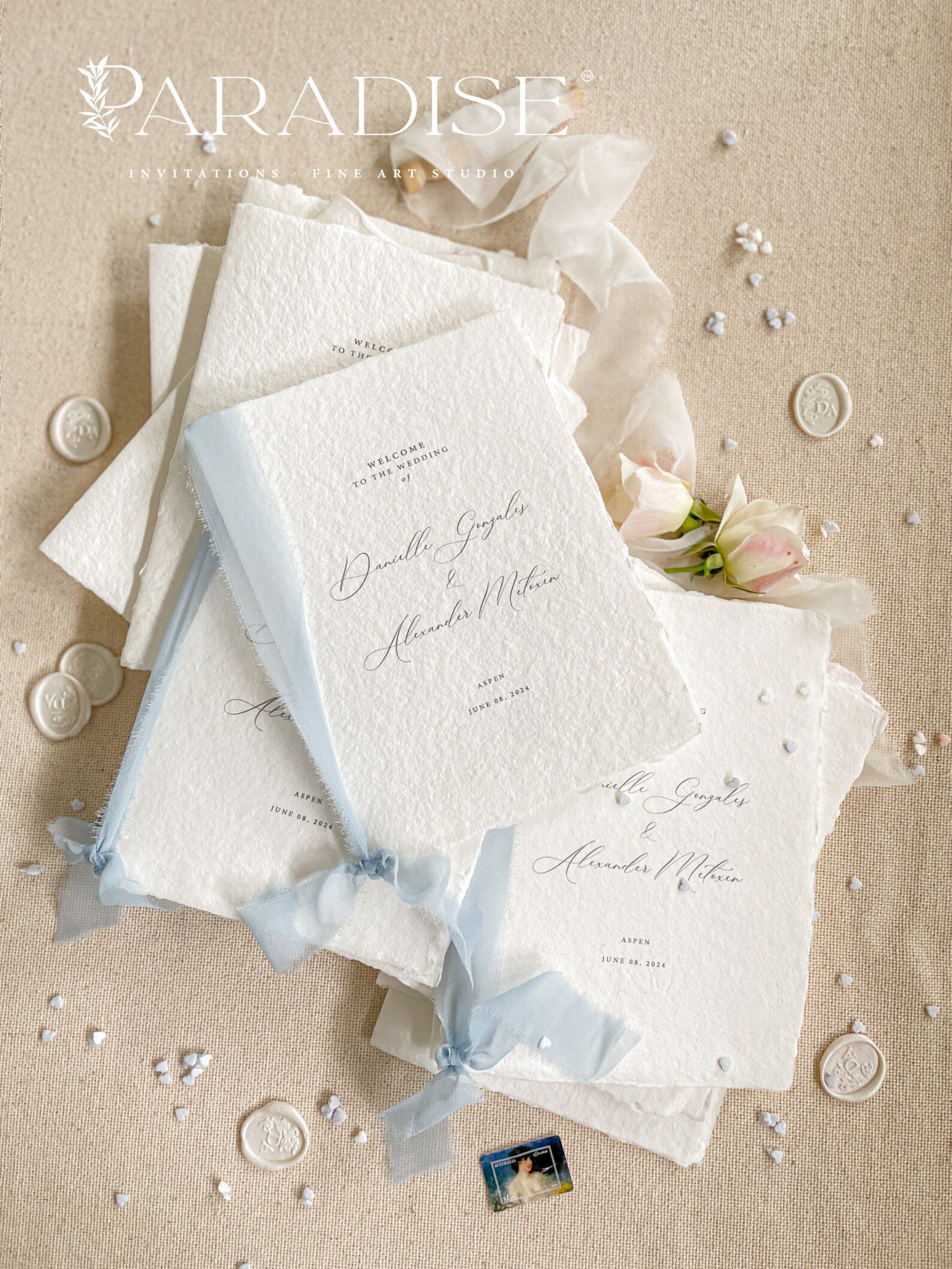 Indigo Handmade Paper Wedding Programs, Printed or Printable Wedding ...
