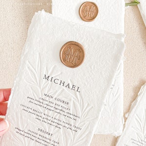 Genesis Embossed Handmade Paper Menus, Guests Names Place Cards ...