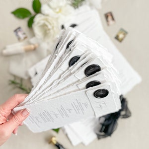 Muriel Handmade Paper Wedding Menus, Deckled Edge Paper Menus, Day ...