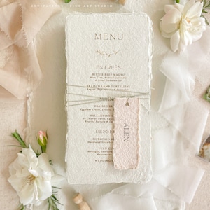 Sylvia Handmade Paper Wedding Menus, Deckled Edge Paper Menus, Day ...