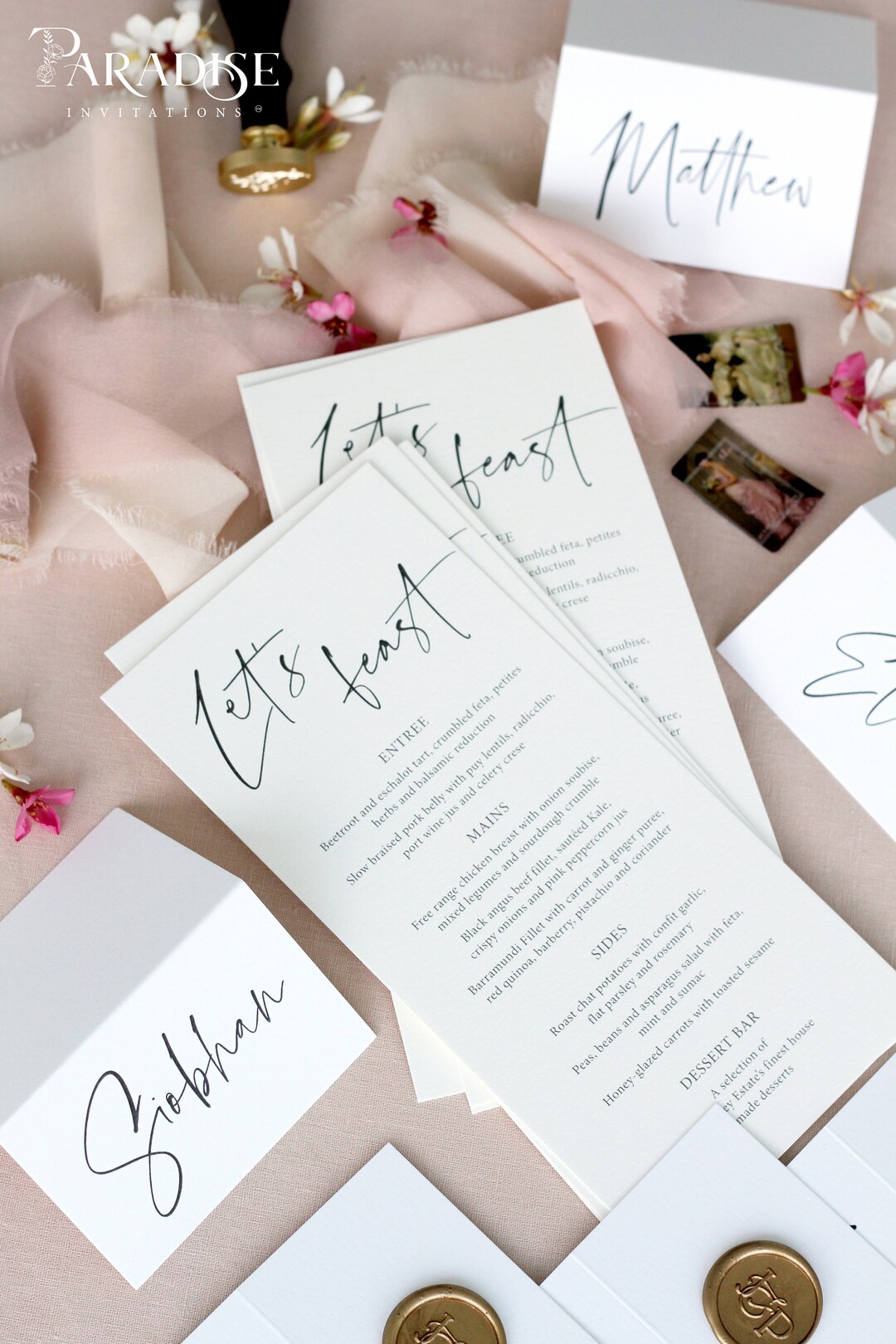 Modern Calligraphy Menu, Printed Wedding Menus or Menu Template, Menu ...