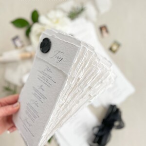 Muriel Handmade Paper Wedding Menus, Deckled Edge Paper Menus, Day ...