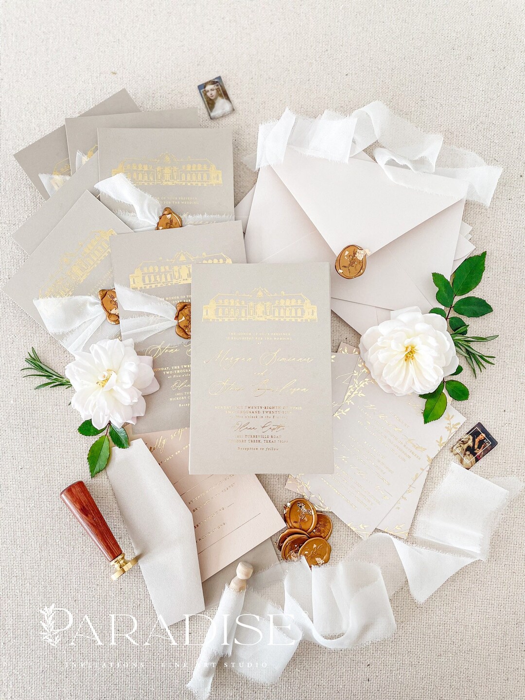 Maria Real Hot Foil Wedding Invitations, Gold Foil, Foil Print ...