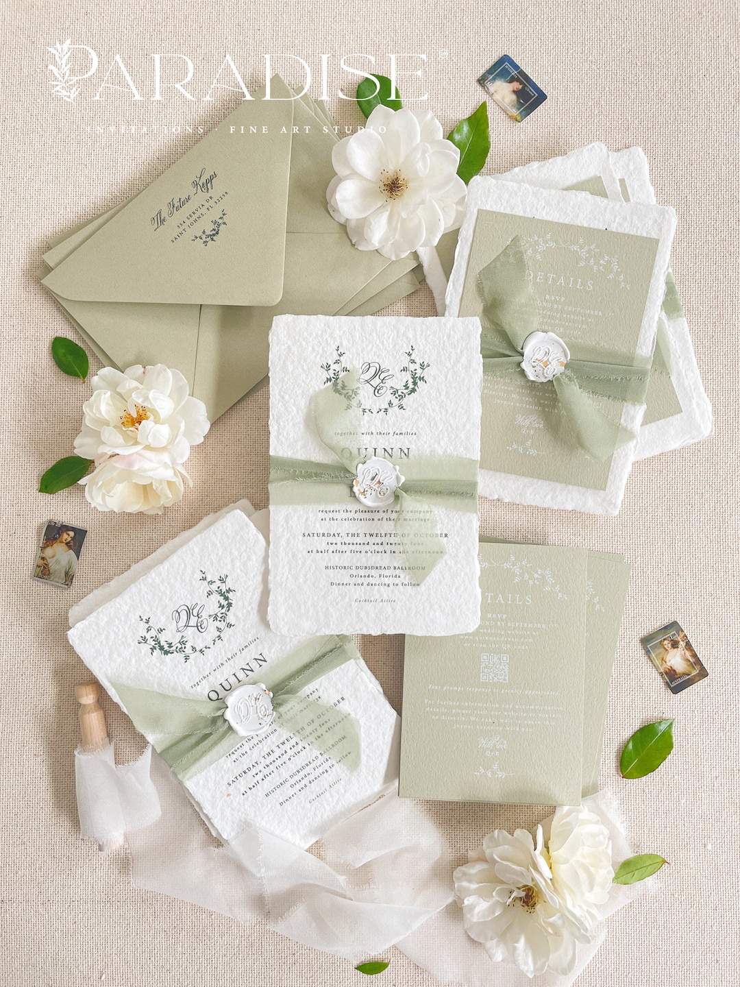 Wedding Invitations Handmade Paper | Romantic Botanical Wedding ...