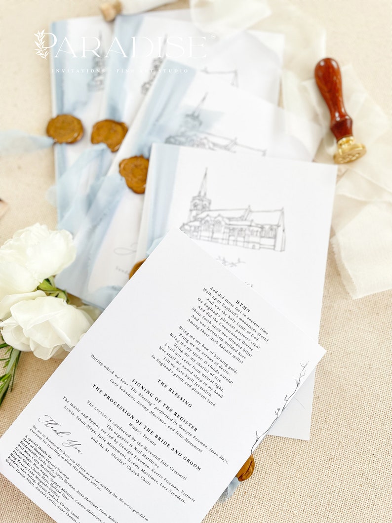 Elegant Ceremony Program | Custom Venue Sketch | Clean Editorial Layout ...