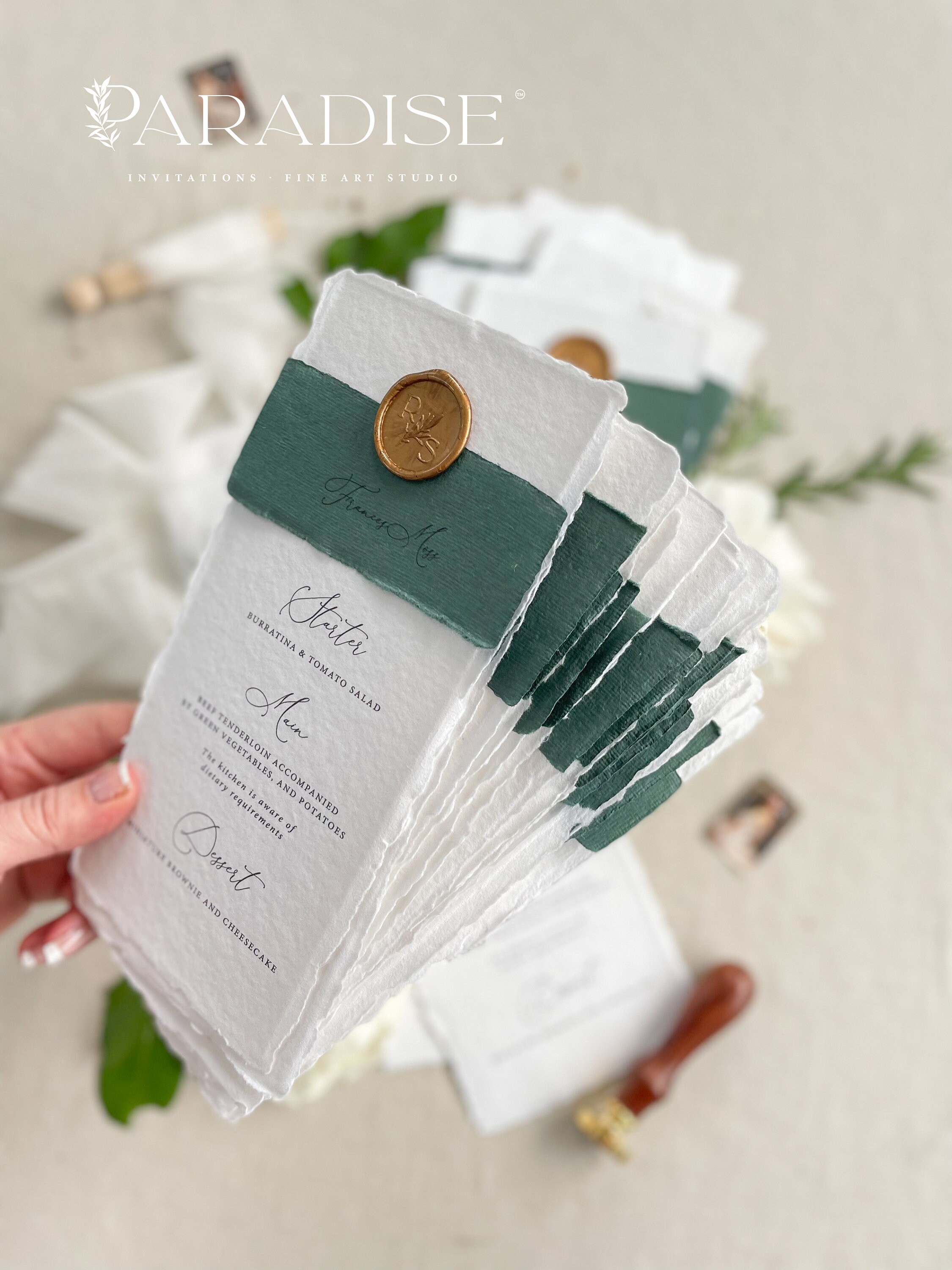 Maelle Handmade Paper Wedding Menus Deckled Edge Paper Menus - Etsy