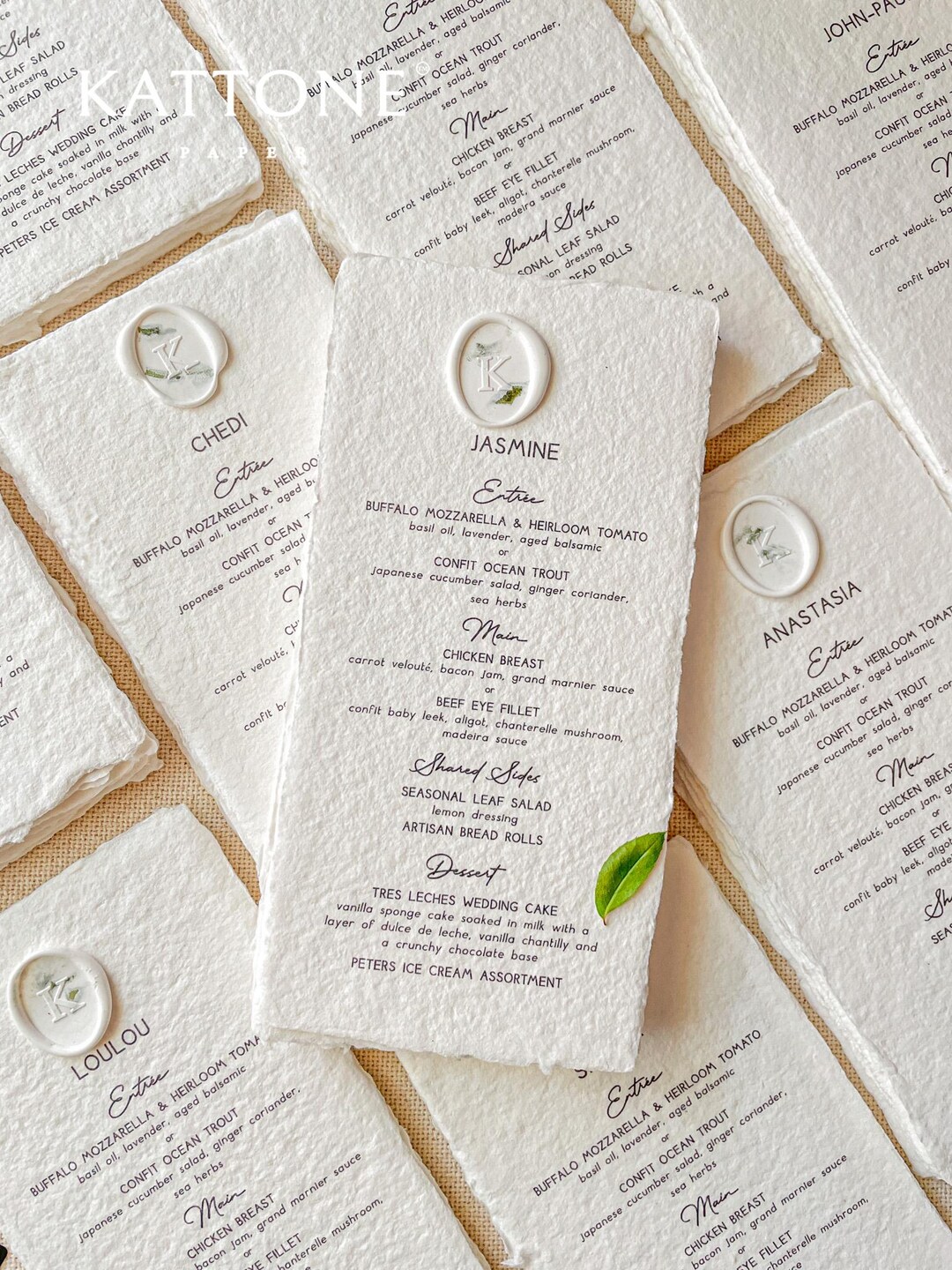 Joslin Handmade Paper Menus, All Occasion Menus, Calligraphy Menus ...