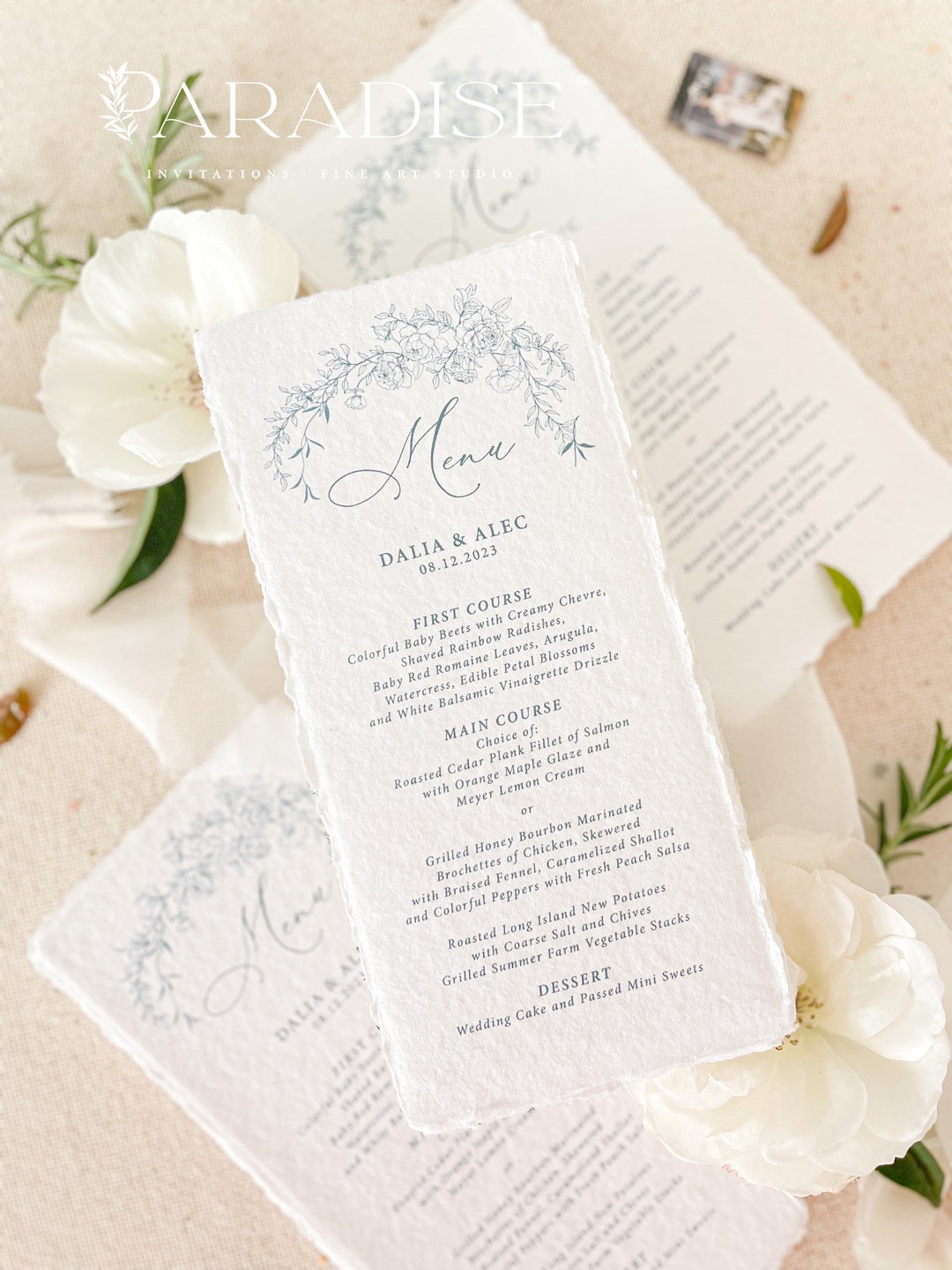 Autumn Handmade Paper Menus, Guests Names Place Cards, Golden Wax Seals ...