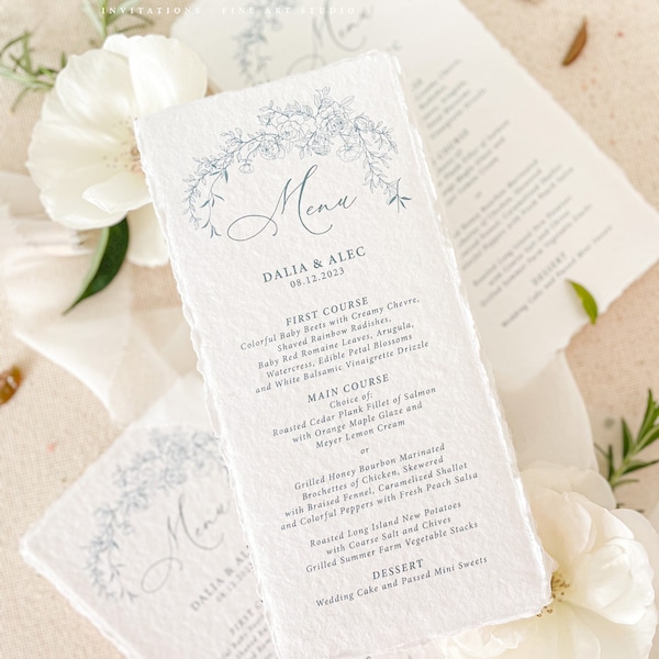 Deckled Edge Cotton Menus - Etsy