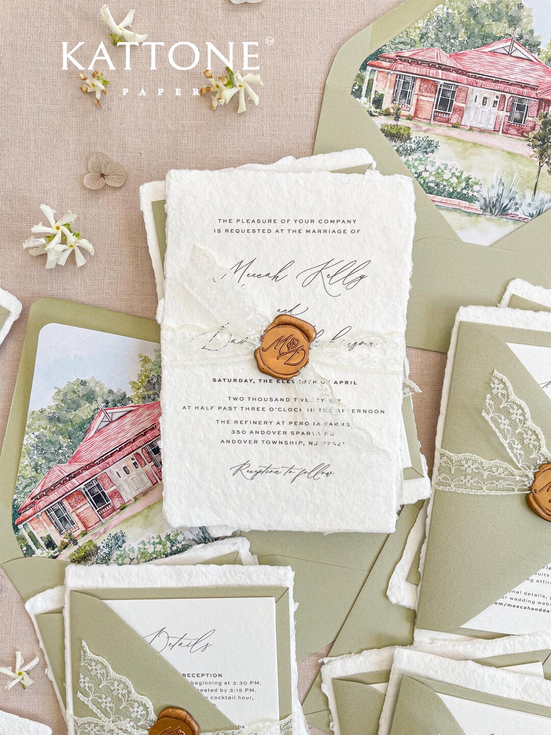 Handmade Wedding Invitation Suite | Custom Watercolor Venue Wedding ...