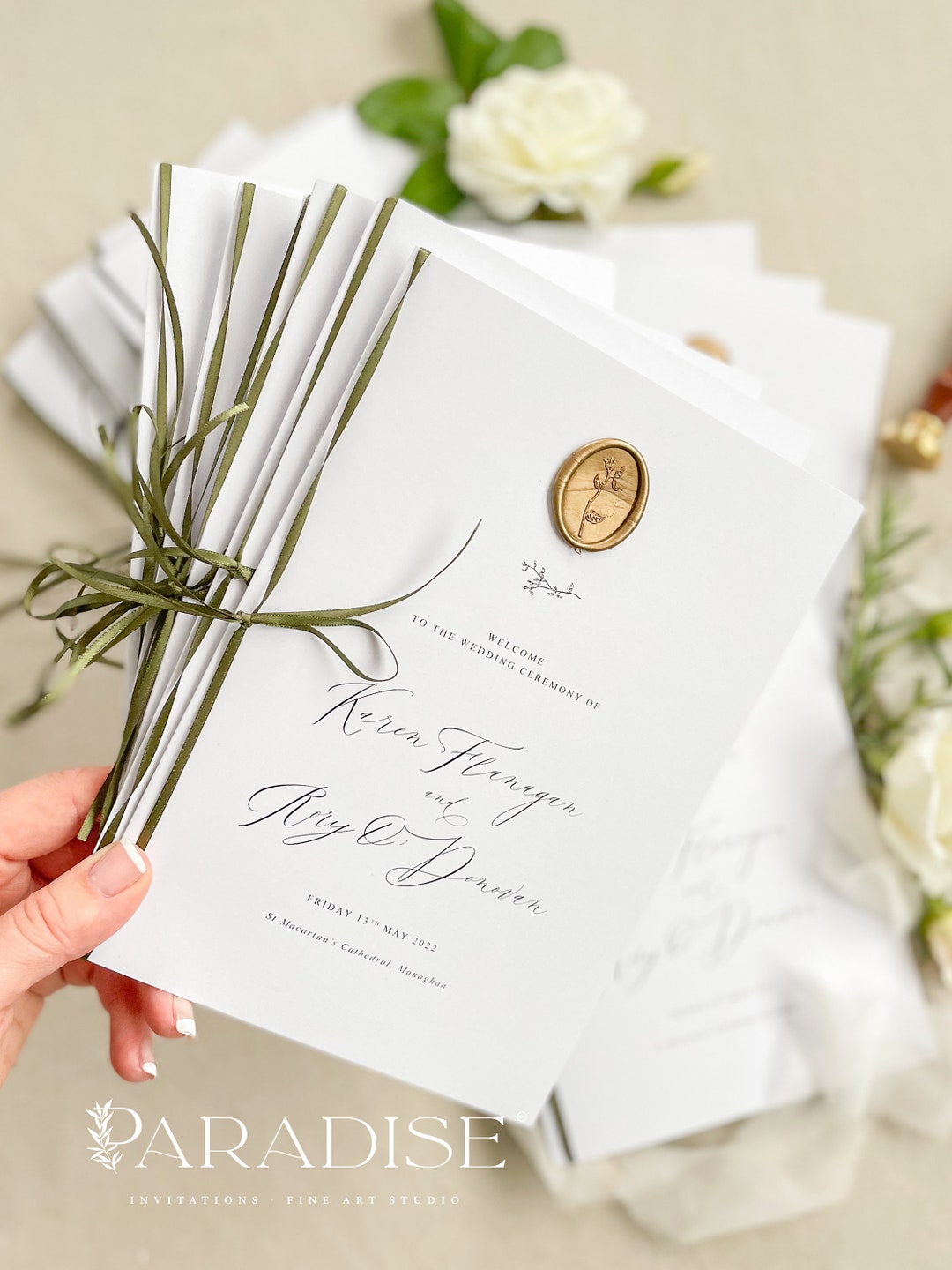 Pauline Ribbon Wedding Programs, Wedding Stationery, Silk Ribbons, Wild ...