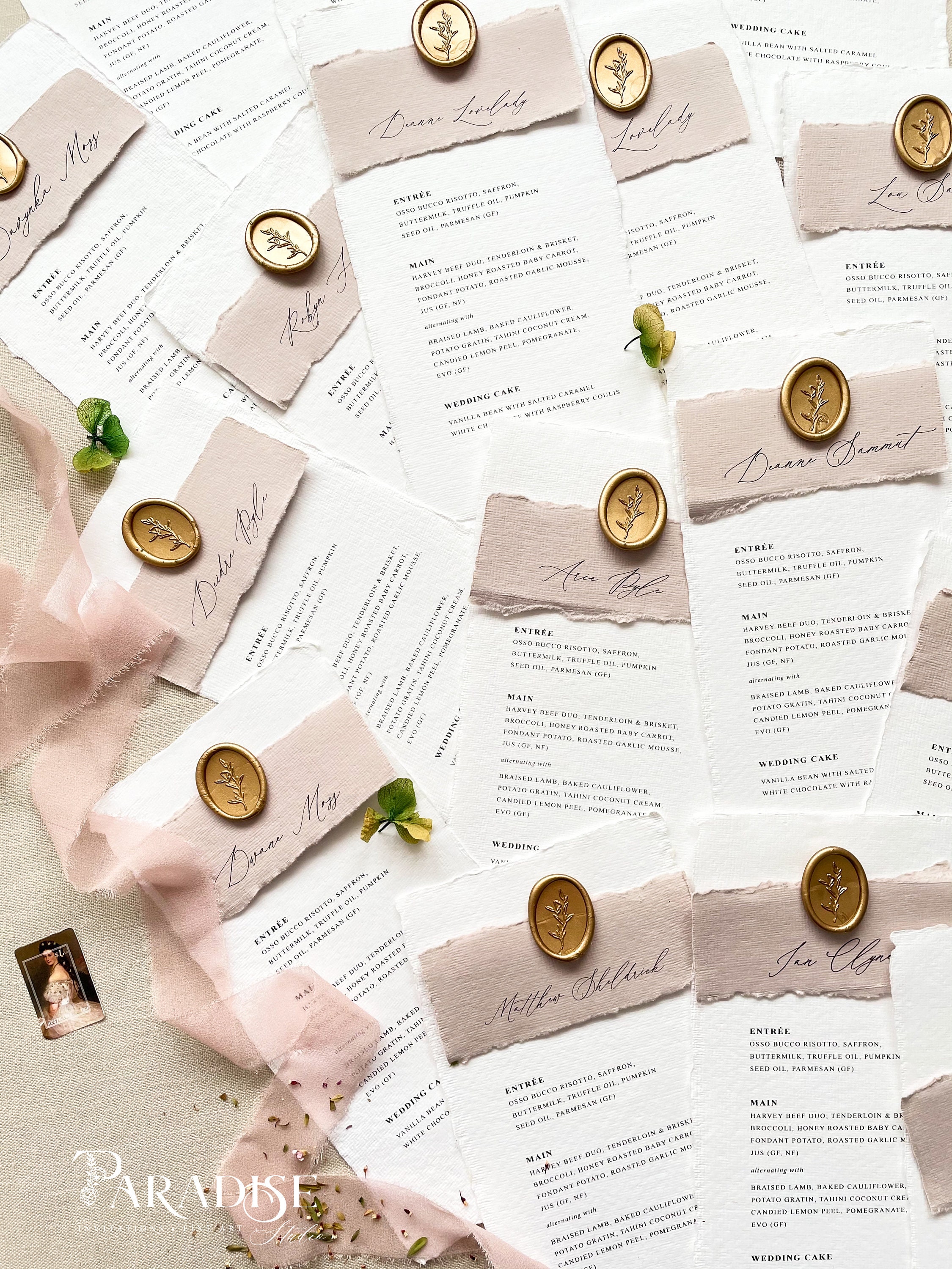 Gen Handmade Paper Wedding Menus Deckled Edge Paper Menus - Etsy