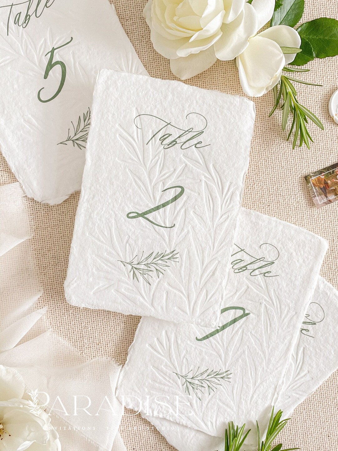 Hallie Embossed Handmade Table Numbers, Elegant Table Numbers ...