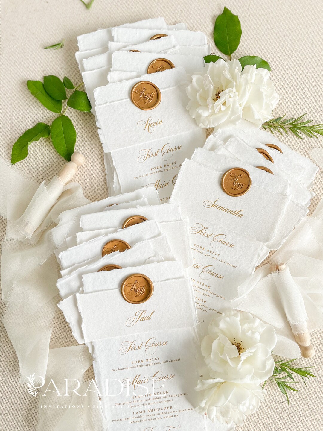 Coco Handmade Paper Menus, Menu Template, Printable Menus, Printed Menu ...