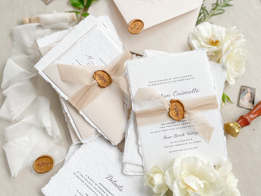 Charley Handmade Wedding Invitation Sets, Deckled Edge Paper ...