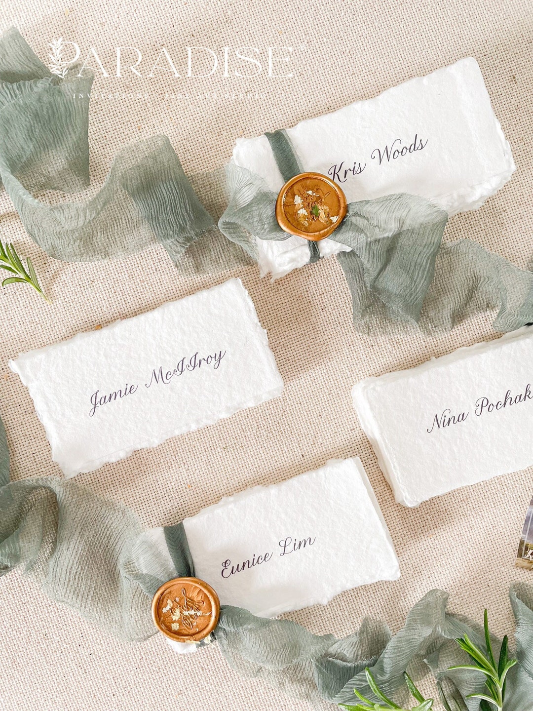 Kailani Handmade Paper Place Cards, Wedding Place Cards, Name Cards ...