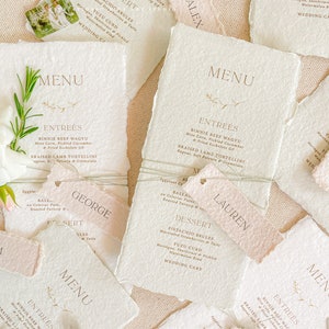 Sylvia Handmade Paper Wedding Menus, Deckled Edge Paper Menus, Day ...