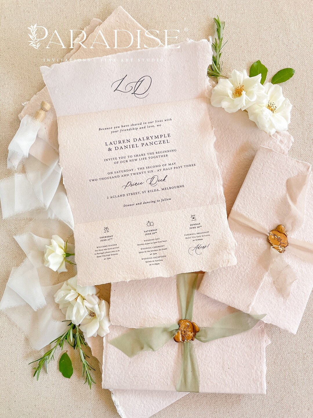 Concertina Wedding Invitations | Tri Fold Invitations | Silk Ribbons ...