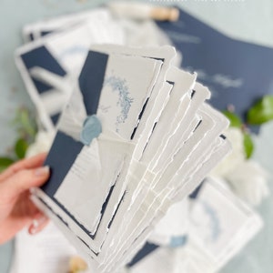 Alize Handmade Wedding Invitation Sets, Deckled Edge Paper Invitations ...