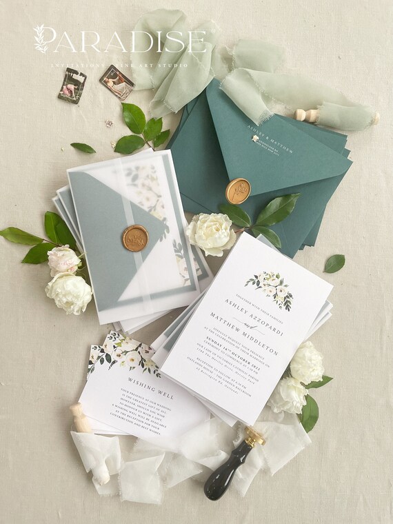 Helene Greenery Wedding Invitations Modern Calligraphy - Etsy