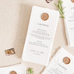 Genesis Embossed Handmade Paper Menus, Guests Names Place Cards ...