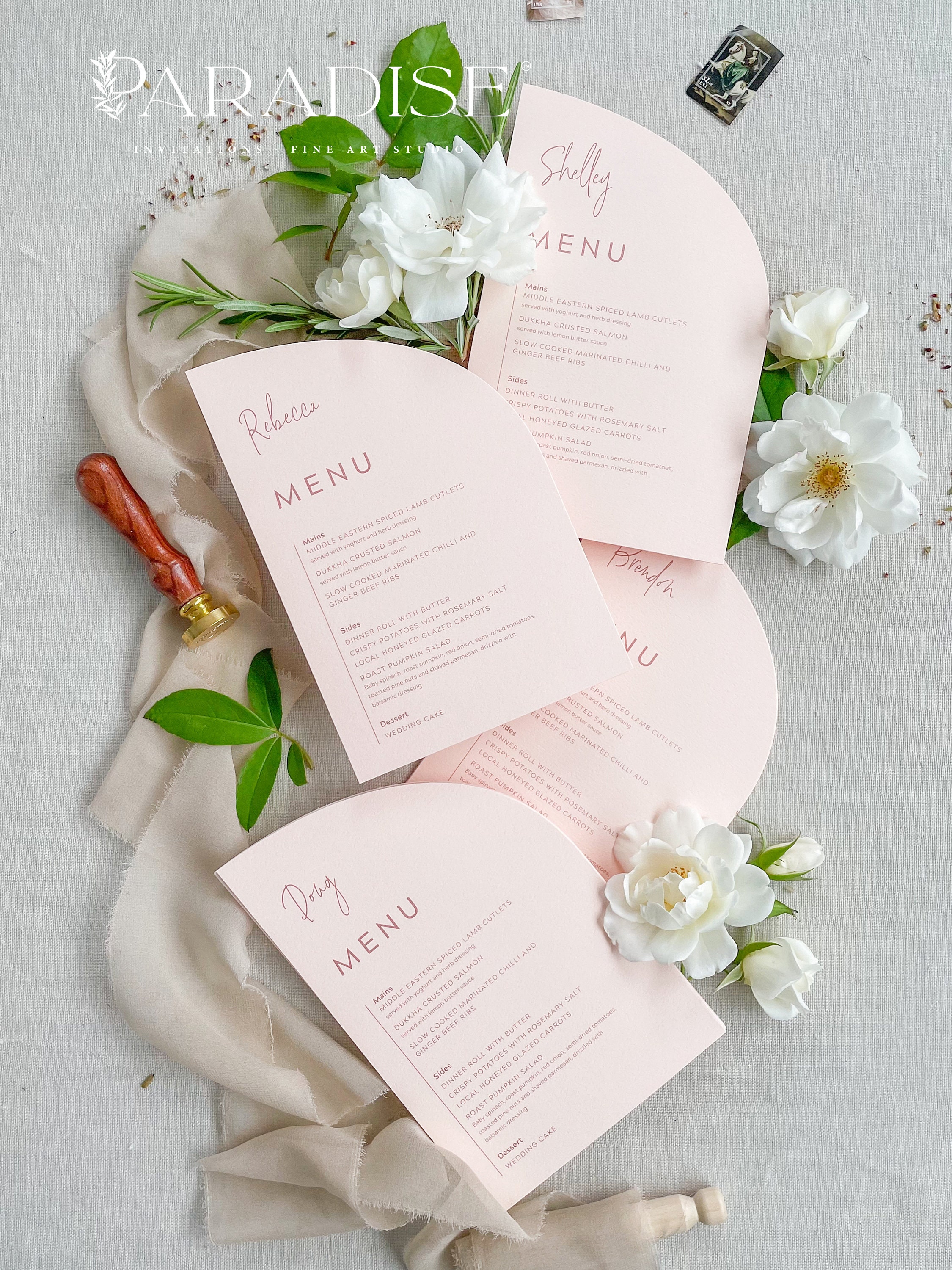 Diedre Half Arch Wedding Menus, Printed Wedding Menus, Half Arch Menus ...